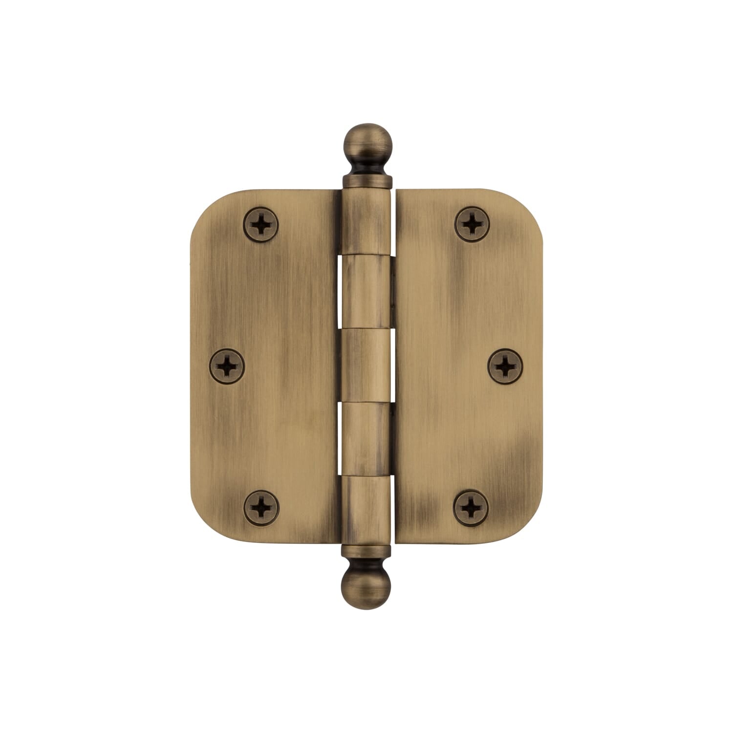 3.5" Ball Tip Residential Hinge with 5/8" Radius Corners in Antique Br ...