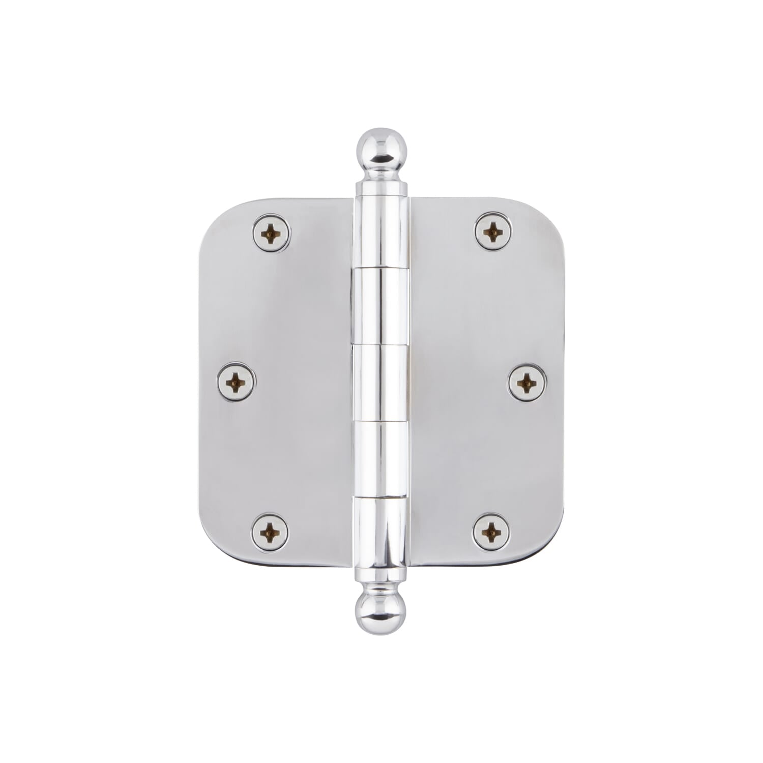 3.5" Ball Tip Residential Hinge with 5/8" Radius Corners in Bright Chr ...