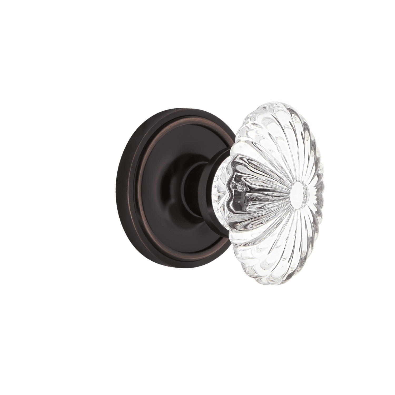 Classic Rosette with Oval Fluted Crystal Knob in Timeless Bronze ...