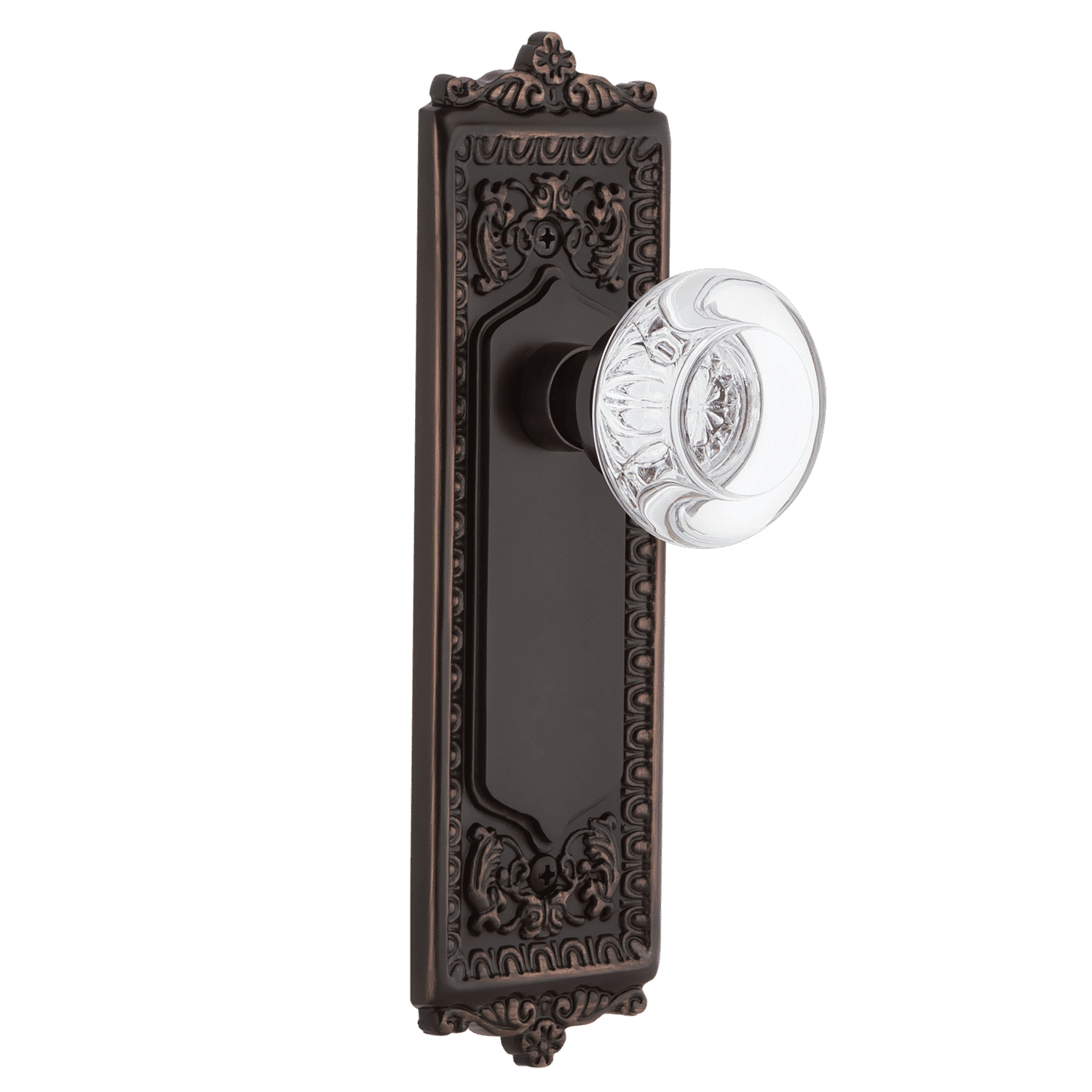 Egg & Dart Long Plate with Round Clear Crystal Knob in Timeless Bronze ...