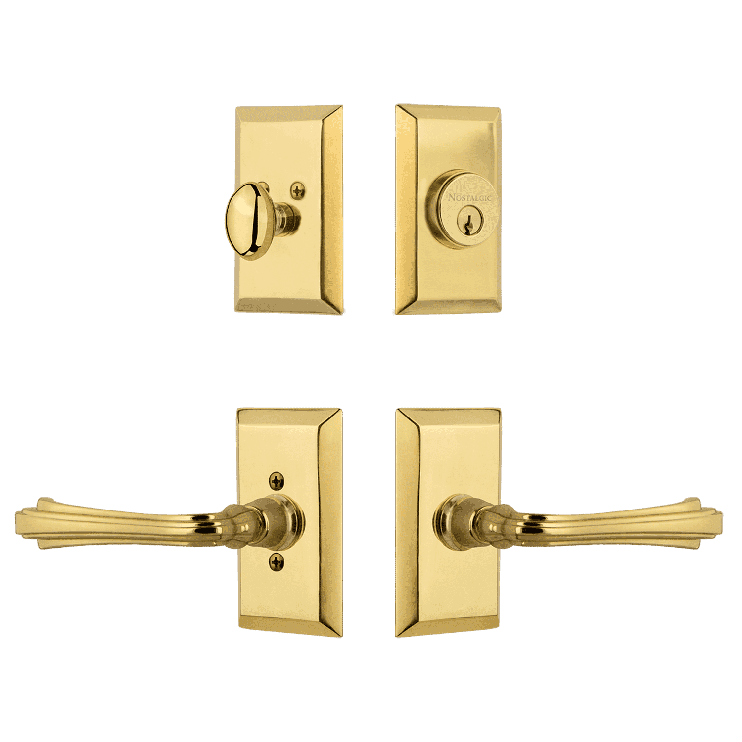 Studio Entry Set with Fleur Lever in Polished Brass – Nostalgic Warehouse